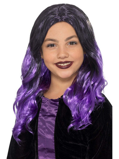 Kids Black & Purple Witch Wig - The Wig Outlet