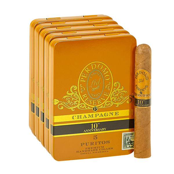 Perdomo 10th Anniversary Champagne Puritos Tins (4x38 / Pack 25 ...