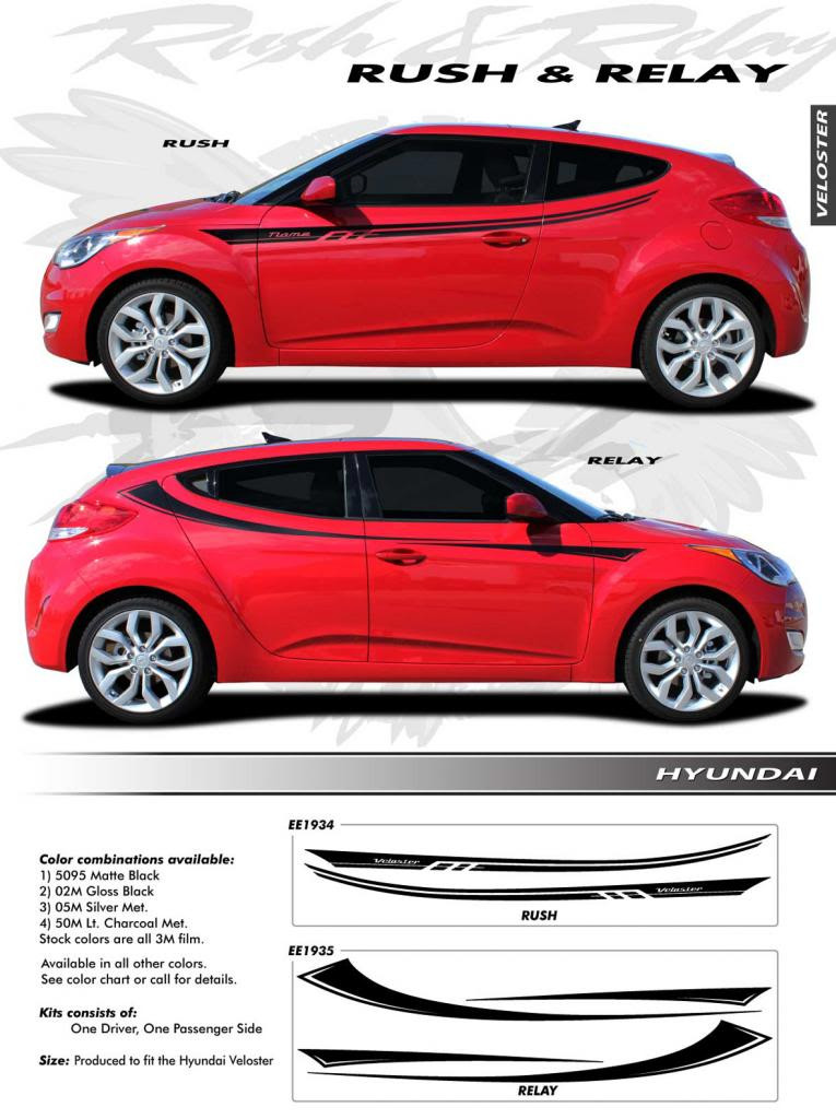2012-2020 Hyundai Veloster Stripes, Decals, Graphics | Cut To Fit