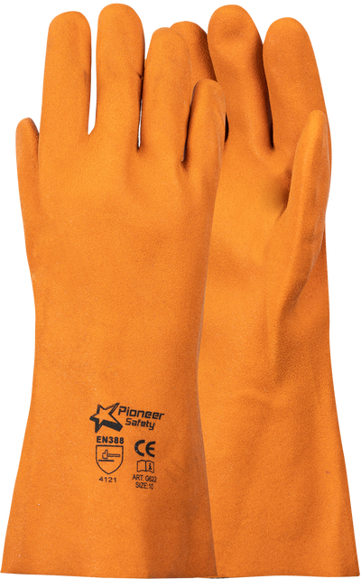 PVC Orange Foamed Gloves - 27CM | PVC Heavy Duty Gloves