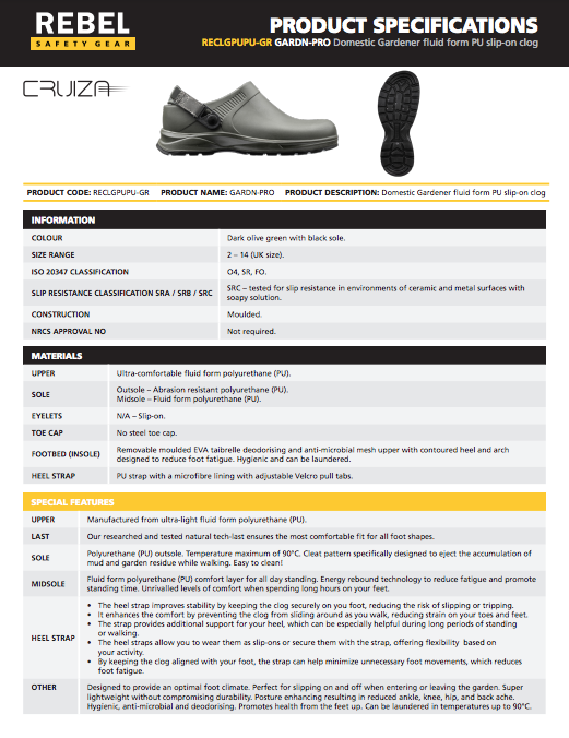 Rebel Cruiza Garden Clog | Gardening Clogs South Africa