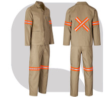 Khaki Conti Suit with Orange Reflective Tape | Azulwear Online Store ...