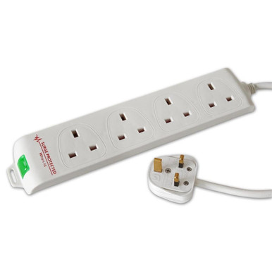 Tacima 4 Way Surge Protection 2m Mains Extension Lead UK Power Plug ...