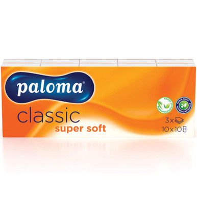 Paloma Classic 3 Ply Paper Super Soft Pocket Tissues - 10 x 10 Sheets ...