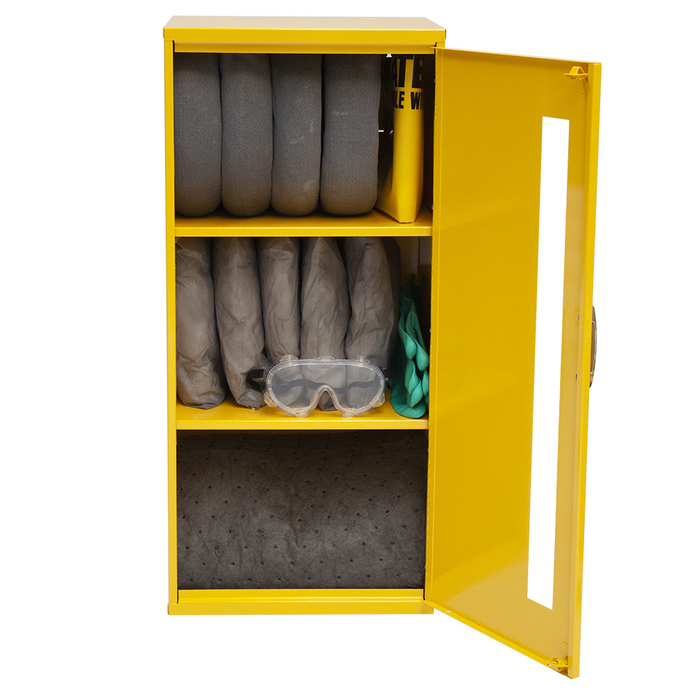 Wall-Mount Spill Locker Spill Kit - Universal - Absorbs up to 15 gallons