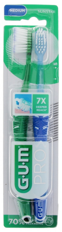 GUM Technique Pro Duo Pack 2 Medium Toothbrushes 1528 - Colour: Dark ...