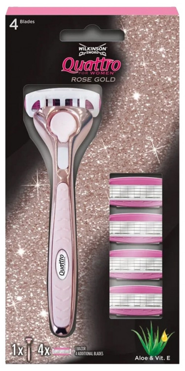 Wilkinson Quattro For Women Rose Gold 1 Razor + 4 Blades - Steych