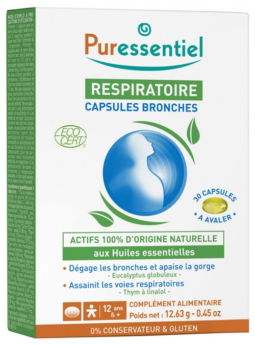 Puressentiel Respiratory Bronchi Capsules Organic 30 Capsules - Steych
