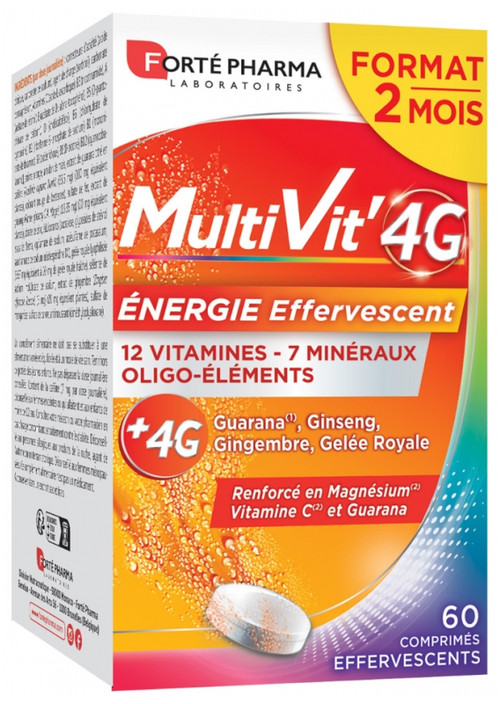 Forté Pharma MultiVit'4G Energy 60 Effervescent Tablets - Steych