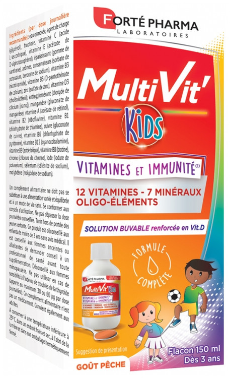 Forté Pharma MultiVit'Kids Vitamins and Immunity Syrup 150ml - Steych