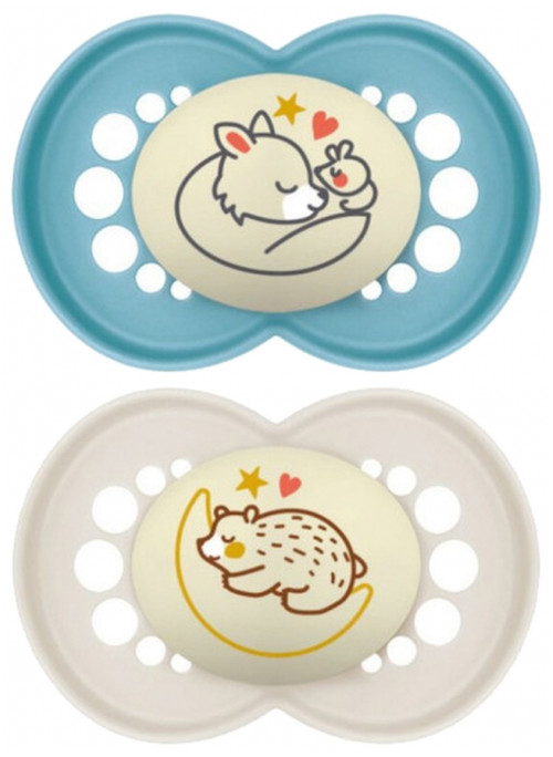 MAM 2 Soothers Original Nuit 18 Months and + - Model: Fox and Bear - Steych