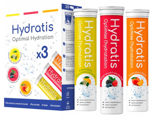 Hydratis Hydration Solution Set of 3 Tubes of 20 Effervescent Tablets ...