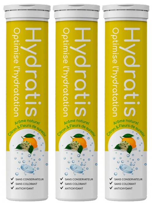 Hydratis Pack of 3 x 20 Effervescent Tablets - Flavour: Lemon ...