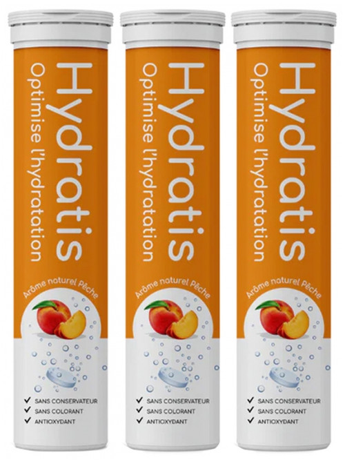 Hydratis Pack of 3 x 20 Effervescent Tablets - Flavour: Peach - Steych