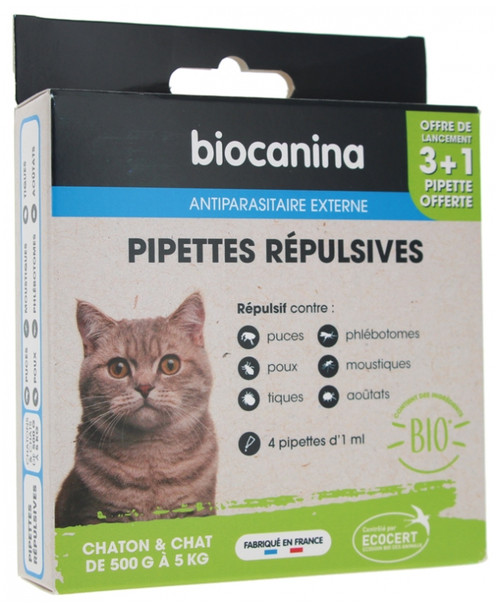 Biocanina Repellent Pipettes Cat & Kitten 500g to 5kg 4 Pipettes - Steych