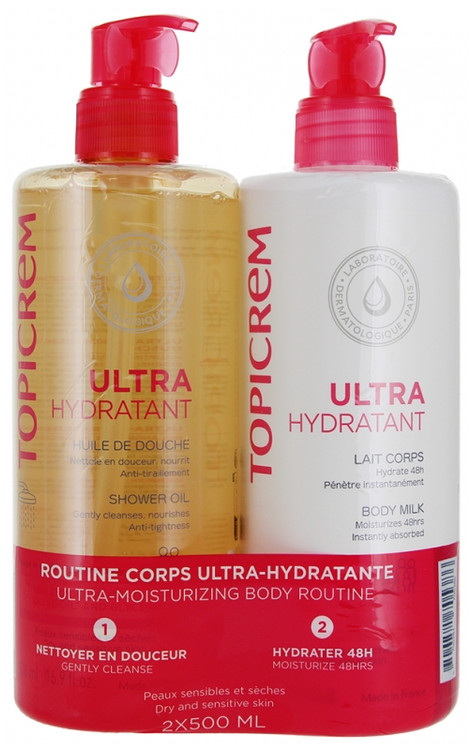 Topicrem Ultra-Hydrating Shower Oil 500 ml + Body Lotion 500 ml - Steych