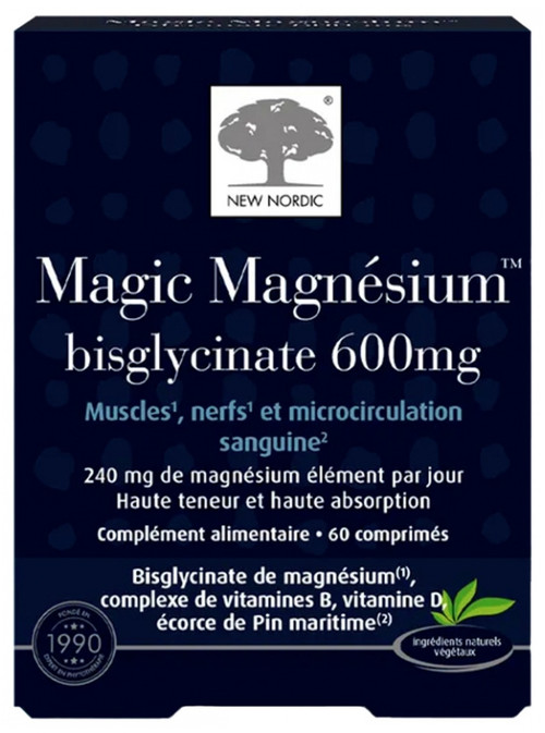 New Nordic Magic Magnesium Bisglycinate 600 mg 60 Tablets - Steych