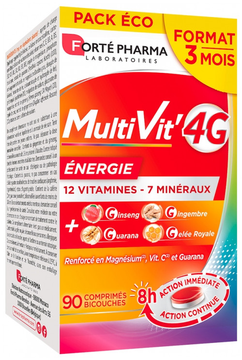 Forté Pharma MultiVit'4G Energy 90 Comprimés Bicouches - Steych