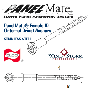 1/4 x 3-1/4" ELCO Female PanelMate Anchors - WindStorm Products®