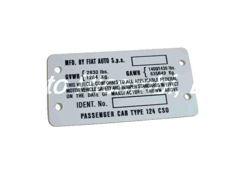 Vehicle Identification Number Plate - 1980 EFI - Auto Ricambi, LLC