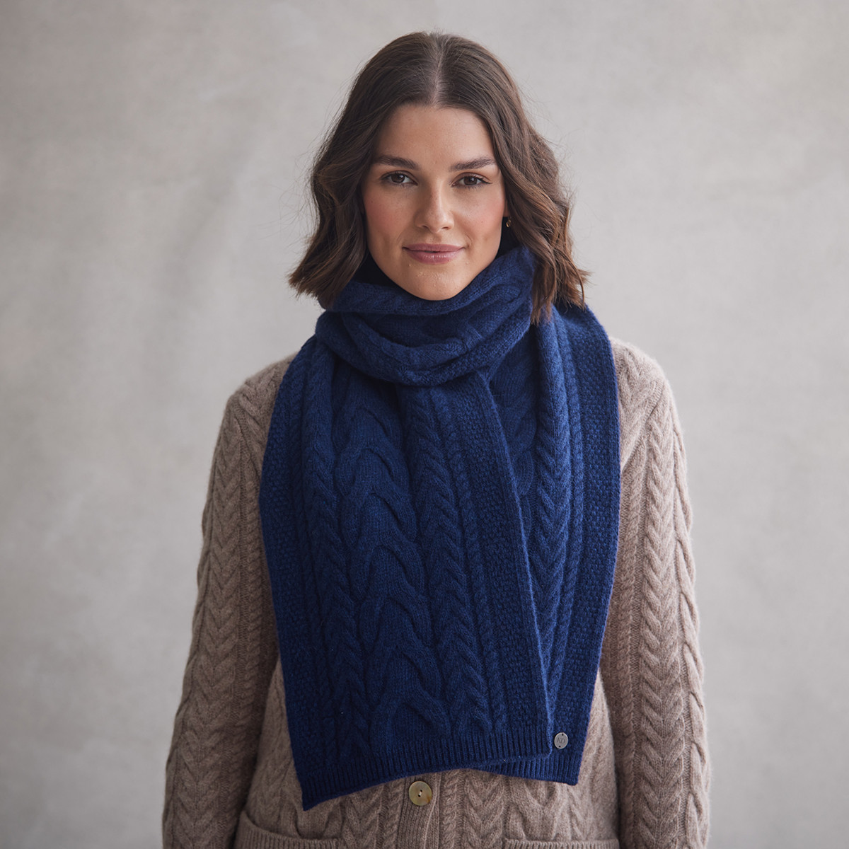 Tracy Horseshoe Cable Aran Scarf | Kilkenny Design