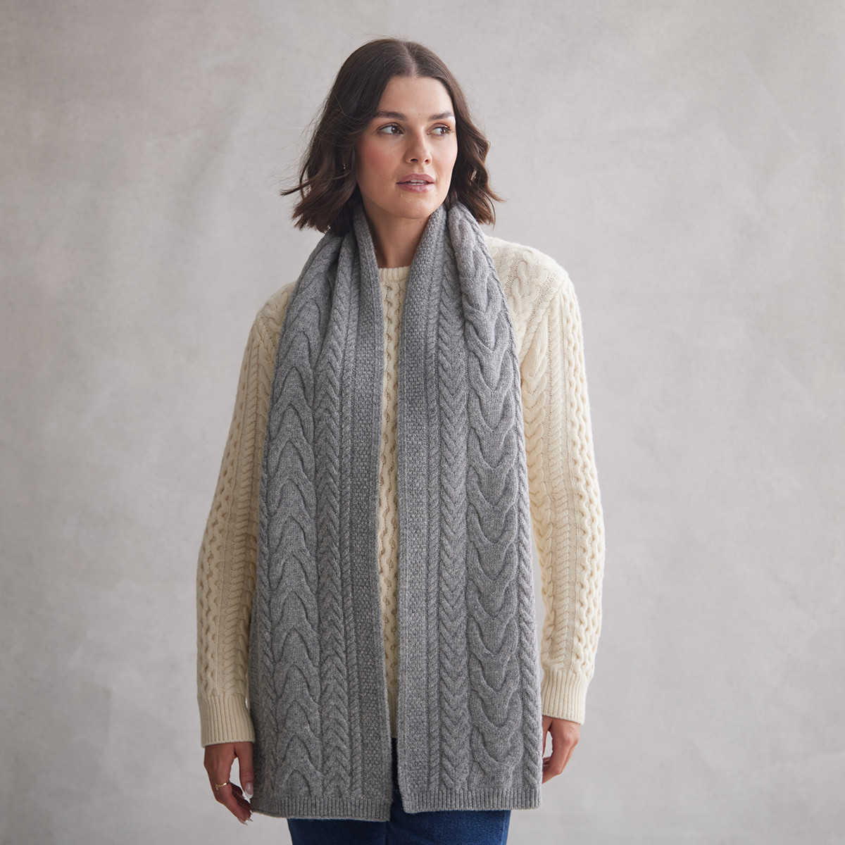 Tracy Horseshoe Cable Aran Scarf | Kilkenny Design