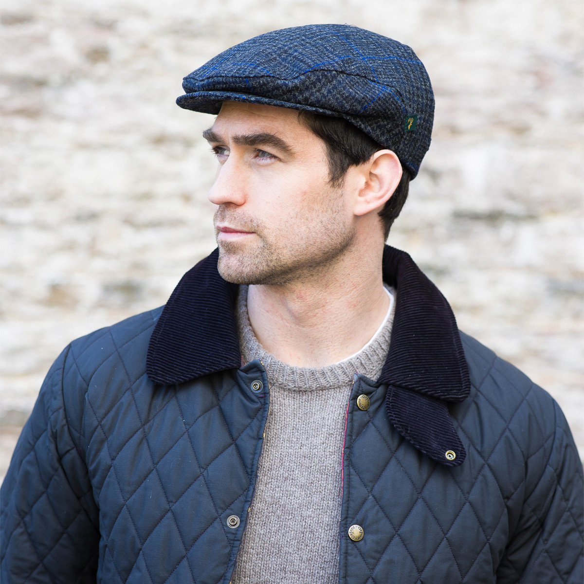 Mucros Weavers Men's Trinity Cap Navy Charcoal Check | Kilkenny Design