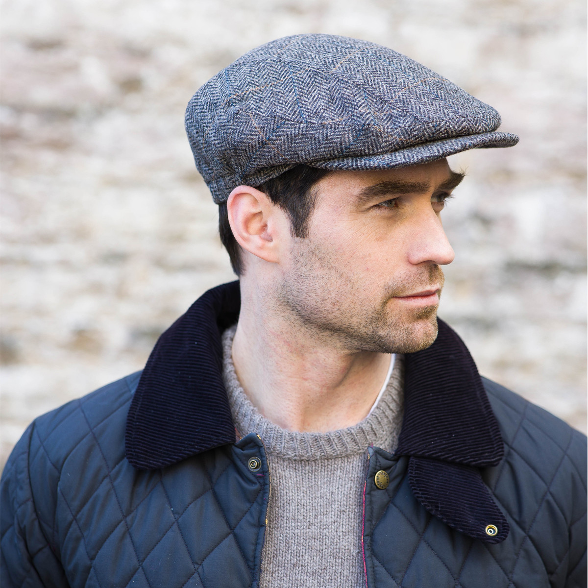 Mucros Weavers Men's Kerry Cap Grey Herringbone | Kilkenny Design