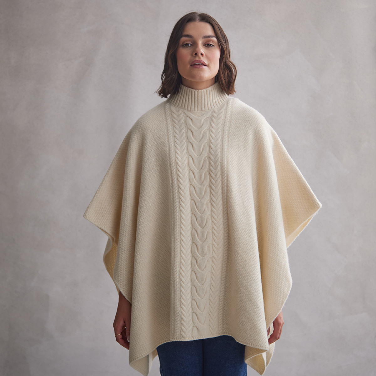 Sheila Horseshoe Cable Aran Poncho | Kilkenny Design