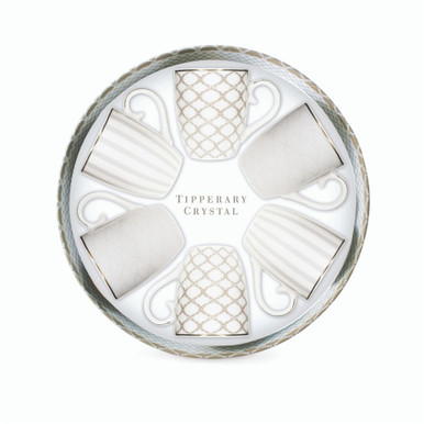 Tipperary Crystal Set of 6 Mugs Grey Stripe | Kilkenny Design