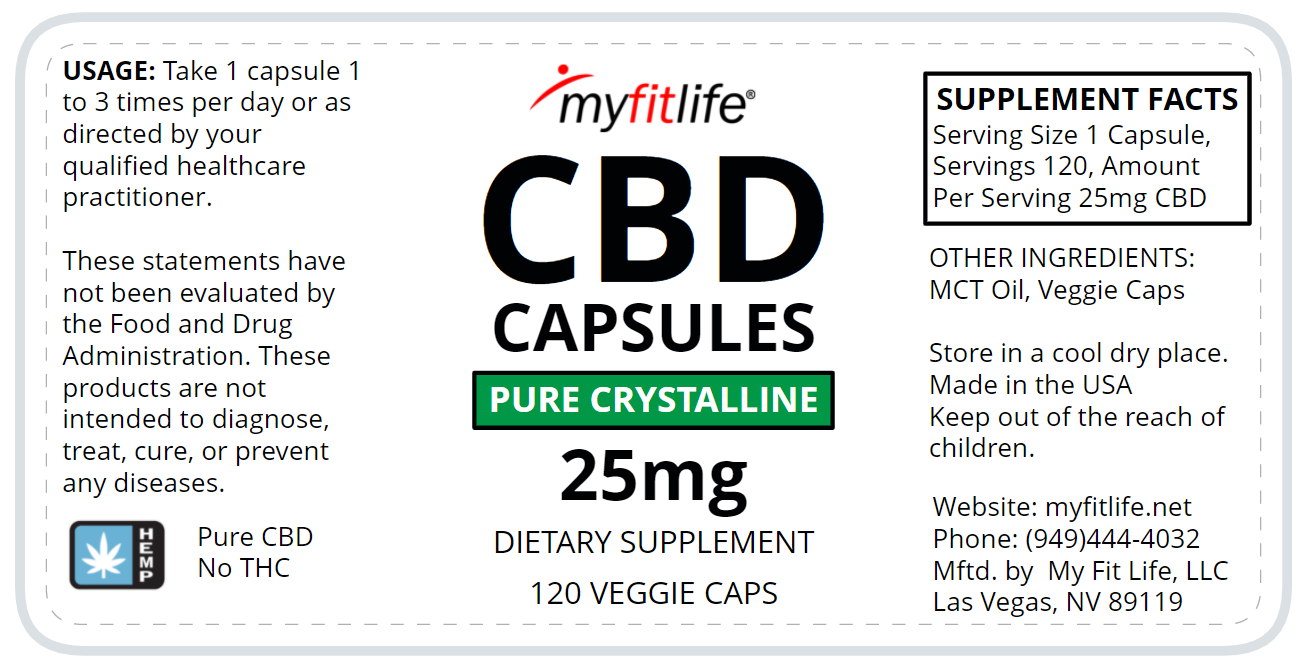 25mg PURE CRYSTALLINE HEALTHY BLEND CBD CAPSULES - NO THC