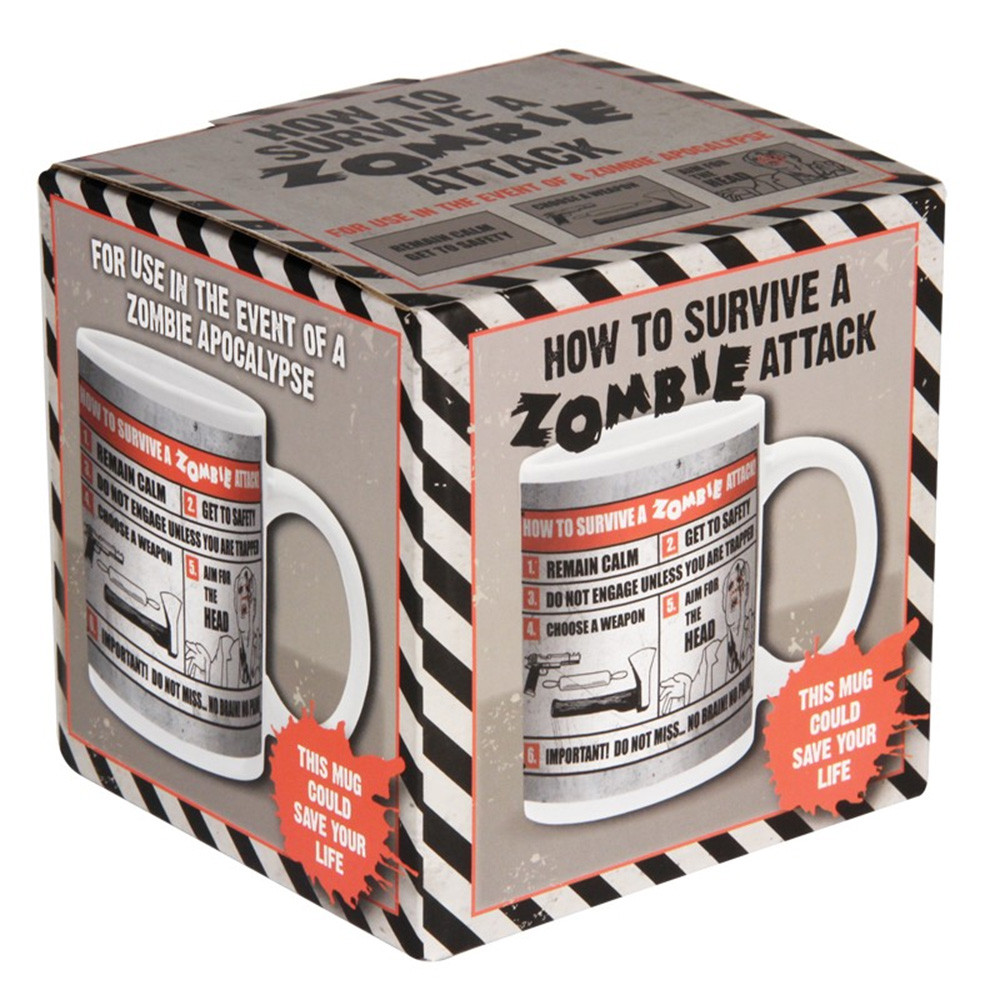 Zombie Attack Coffee Mug; novelty mug with step by step guide