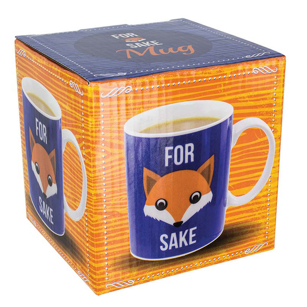For Fox Sake Mug - Ceramic Novelty Mug With Cartoon Fox Face