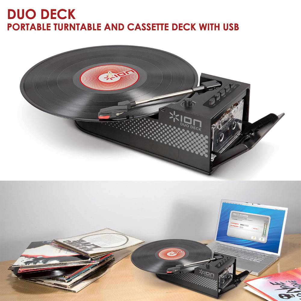 Ion Duo Deck Portable Turntable and Cassette Deck