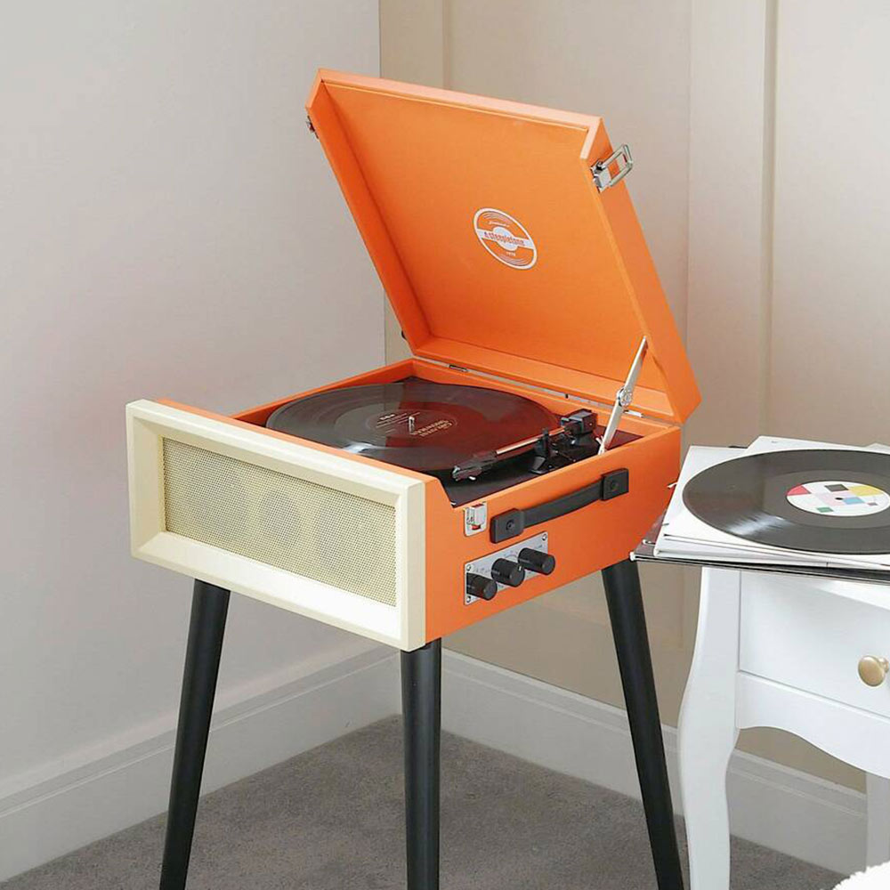 Retro Style Record Player and Bluetooth Speaker - Orange