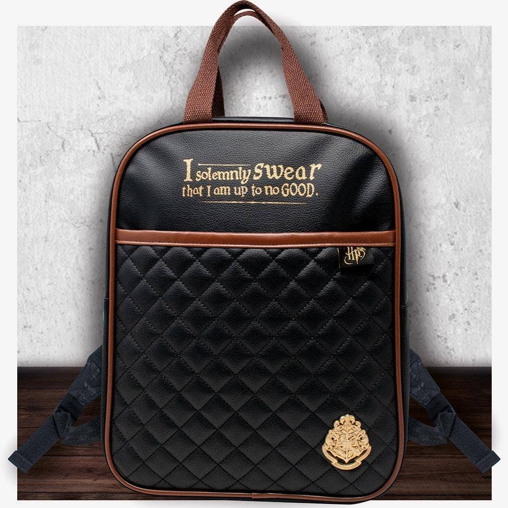 Harry Potter Quilted Backpack - Black and Tan