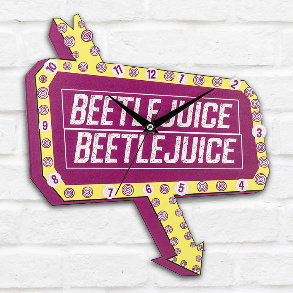 Beetlejuice Sign Shaped Wall Clock