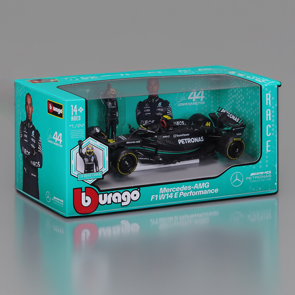 Mercedes-AMG F1 W14 with Lewis Hamilton Model Car 1:24 Scale by Burago