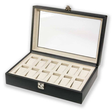 Stylish Dulwich Design Glass Lid Twelve Piece Watch Box