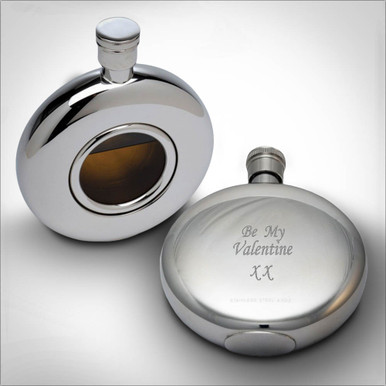 Personalised Round Window Flask - Stunning 4.5oz Window Hip Flask