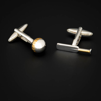 Leather Cricket Ball Cufflink Set - Howzat?