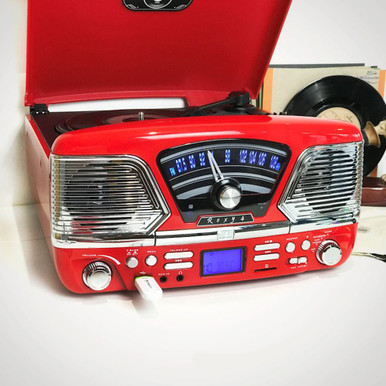 Steepletone Roxy 4 Record Player - Red