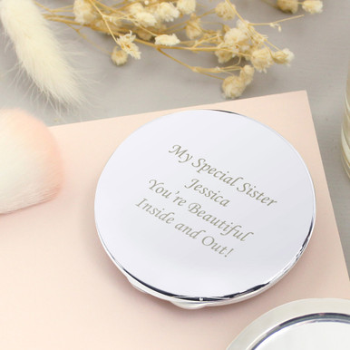 Personalised Silver-Plated Compact Mirror - Add a Message