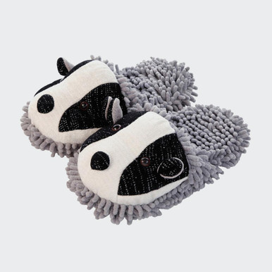 Fuzzy Friends Badger Slippers