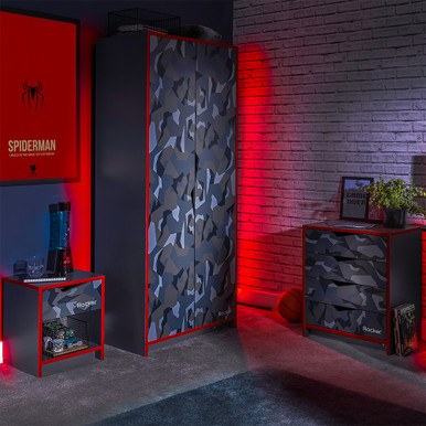 X-Rocker Hideout Camo 3Pc Set in Grey/Red