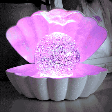 Clam Light with Colour-Changing Glitter LED Pearl – White