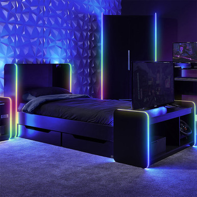 Electra Single Gaming Bed with Storage and LEDs | Menkind