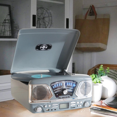 Steepletone Roxy 4 Grey Record Player | Menkind