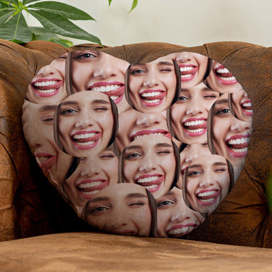Personalised Face All Over Heart Cushion | Menkind