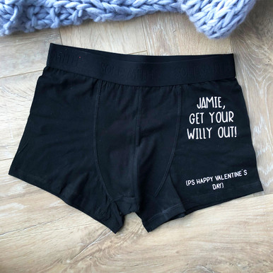 Personalised Get Your Willy Out Boxers | Menkind